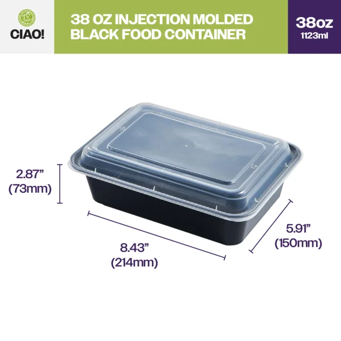 CIAO! Injection Molded Microwavable Black Rectangular and Round Food ...